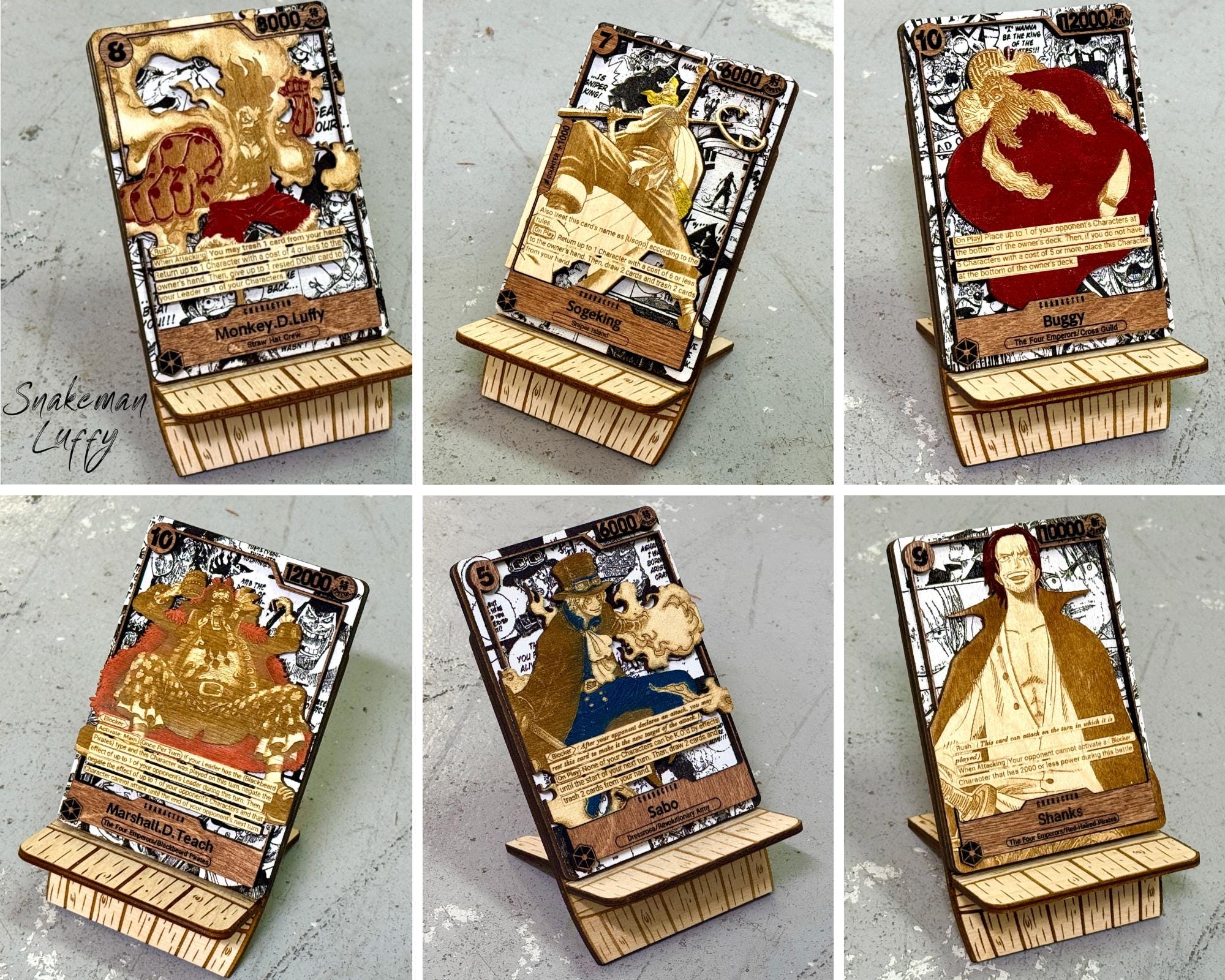 3D Wooden Anime Trading Card Replica Laser Cut Multi-layered Leaders ...