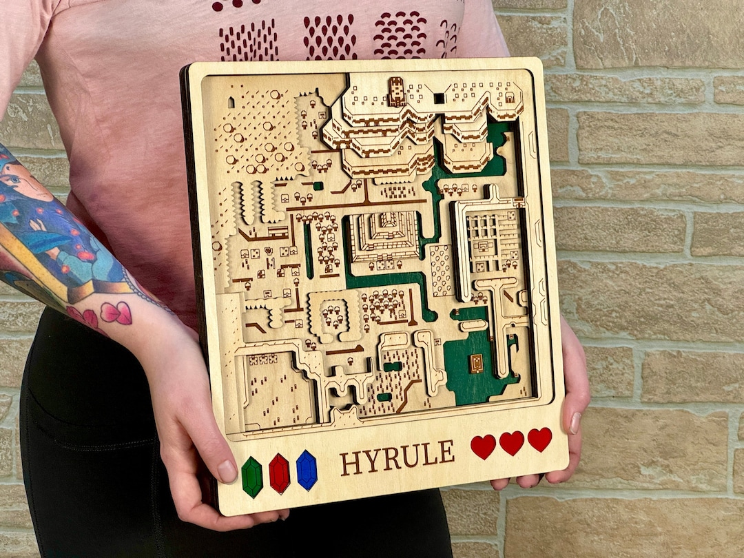 3D Dark World Hyrule Video Game Map Laser Cut Wood Multilayer Custom ...