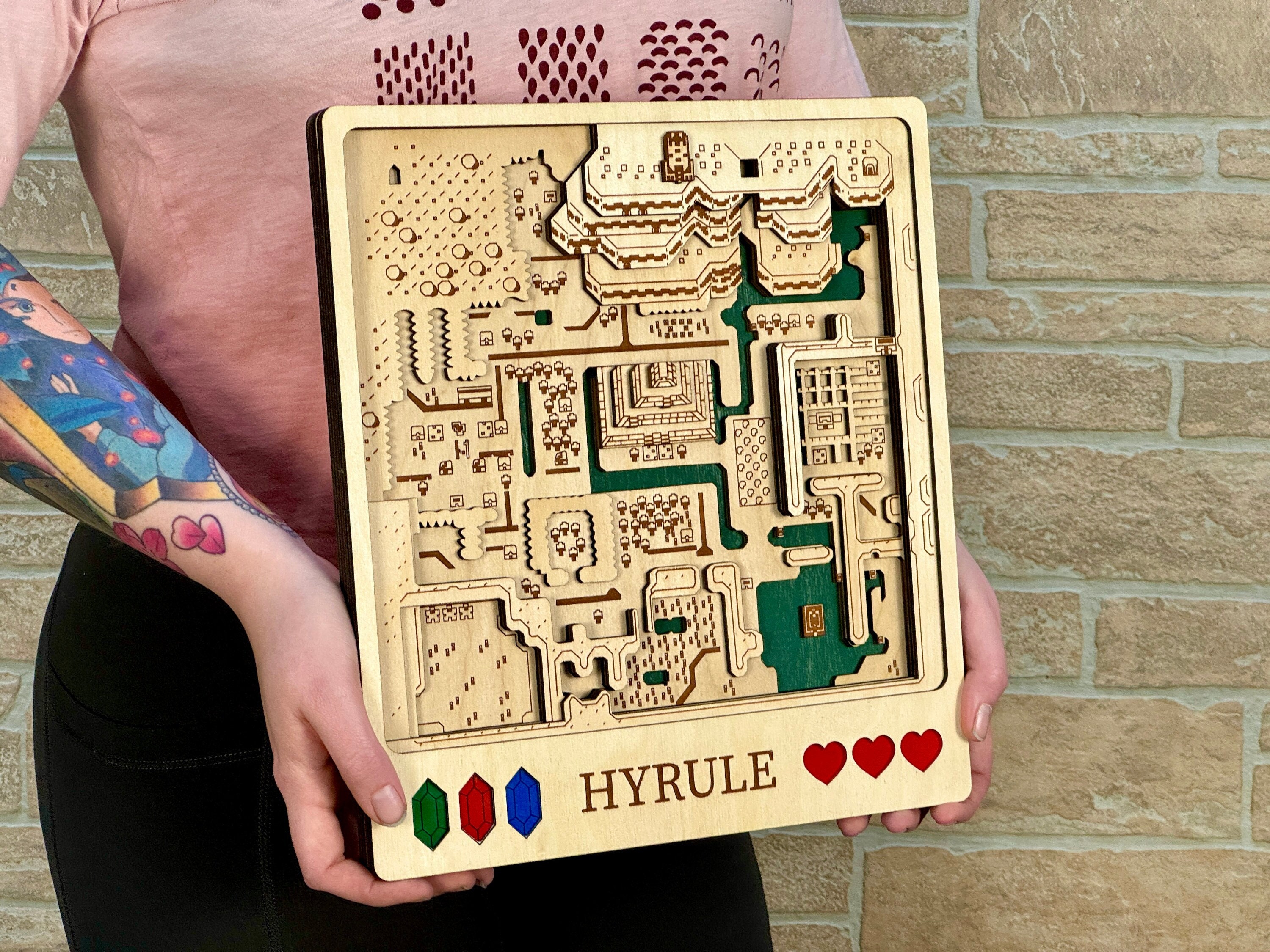 3D Dark World Hyrule Video Game Map Laser Cut Wood Multilayer Custom ...