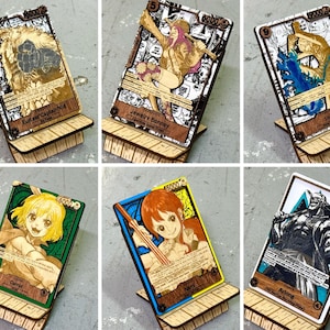 3D Wooden Anime Trading Card Replica Laser Cut Multi-layered Manga Rare ...