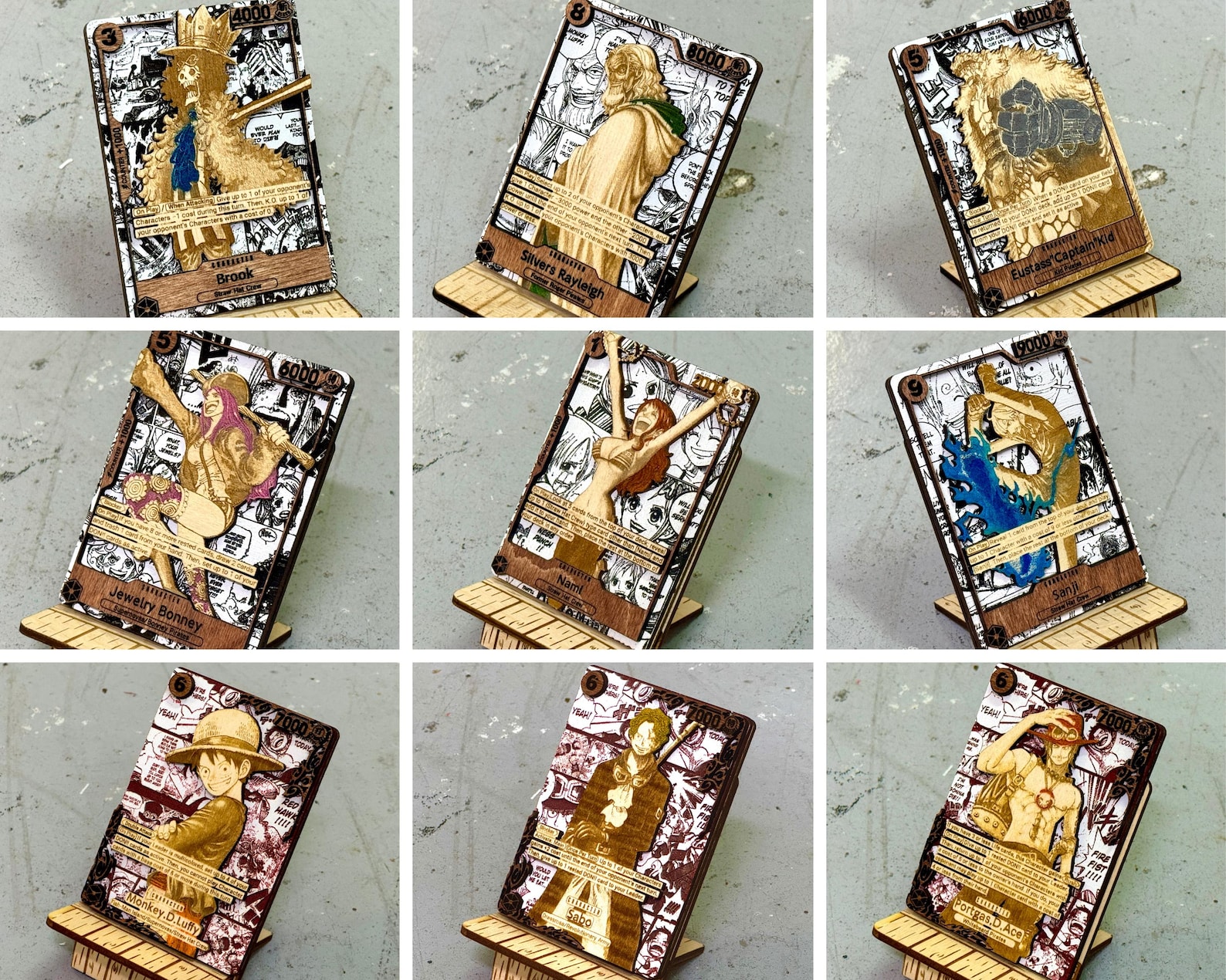 3D Wooden Anime Trading Card Replica Laser Cut Multi-layered Leaders ...