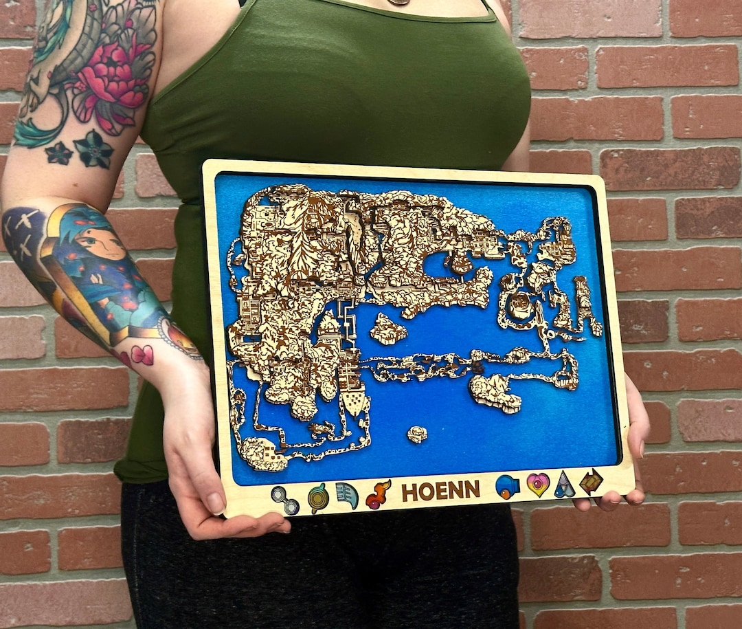 3D Hoenn Video Game Map Laser Cut Wood Multilayer Custom Decor Nintendo ...