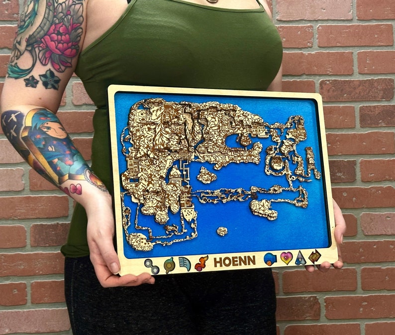 3D Hoenn Video Game Map Laser Cut Wood Multilayer Custom Decor Nintendo ...