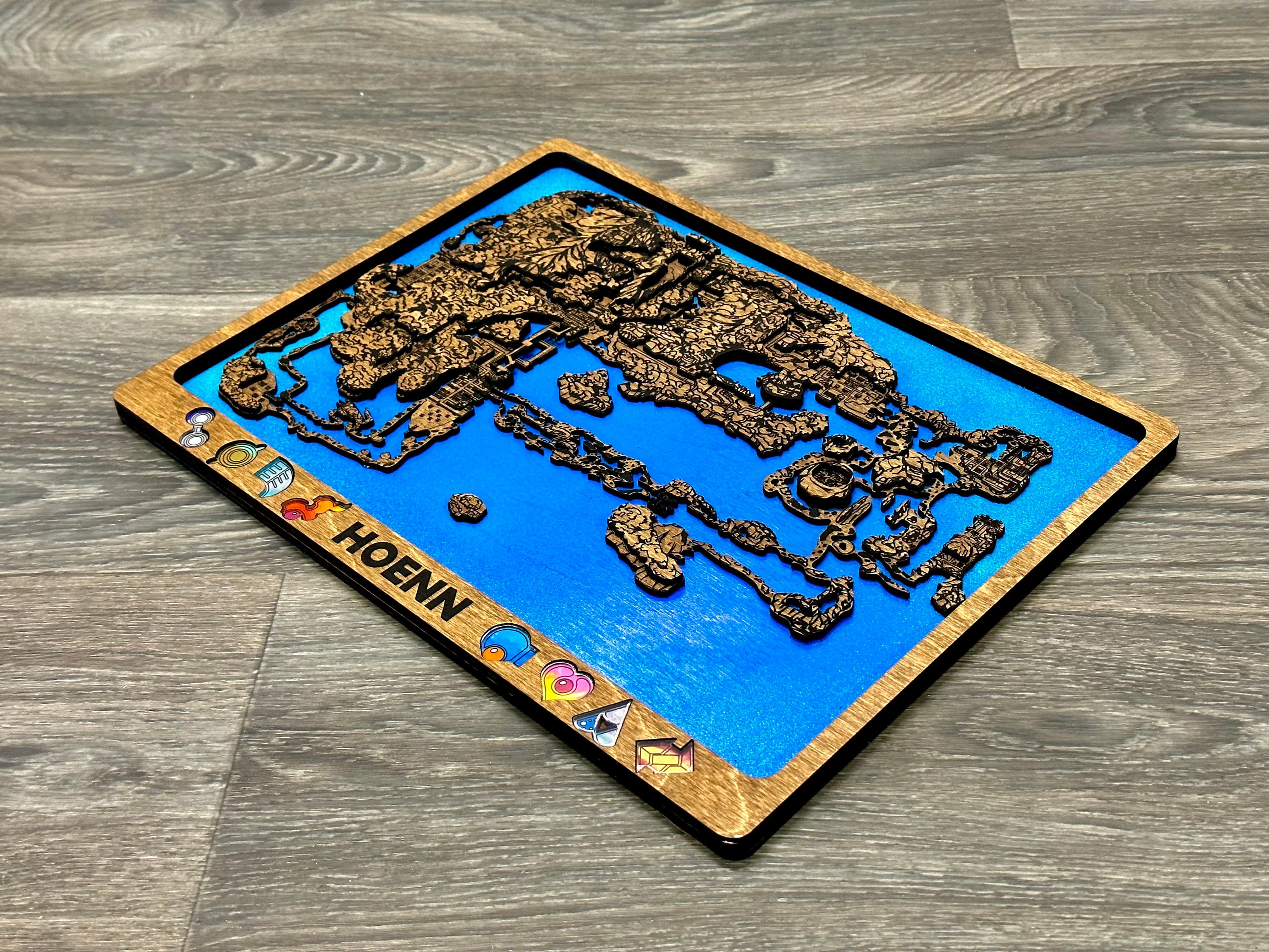 3D Hoenn Video Game Map Laser Cut Wood Multilayer Custom Decor Nintendo ...