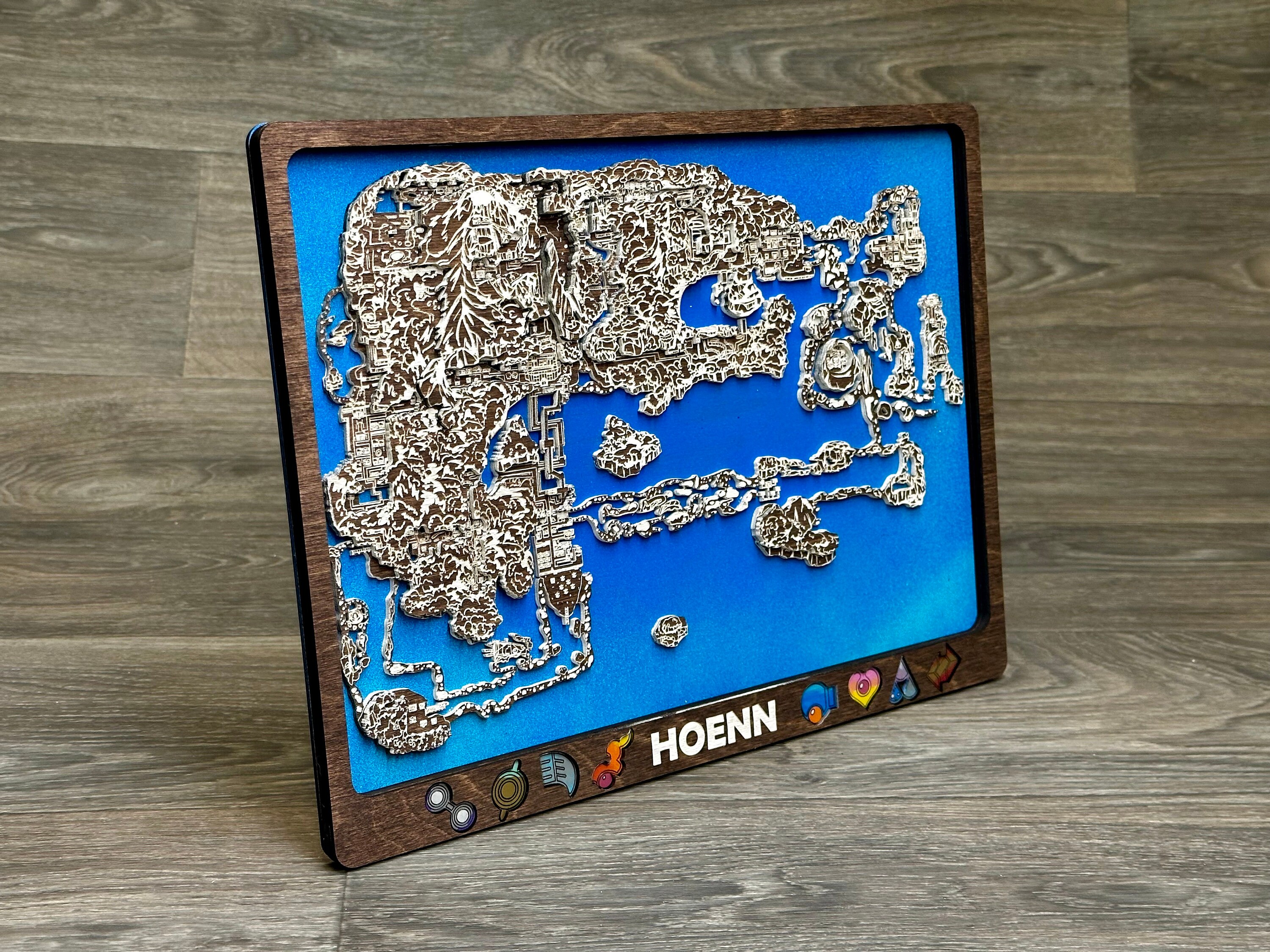 3D Hoenn Video Game Map Laser Cut Wood Multilayer Custom Decor Nintendo ...
