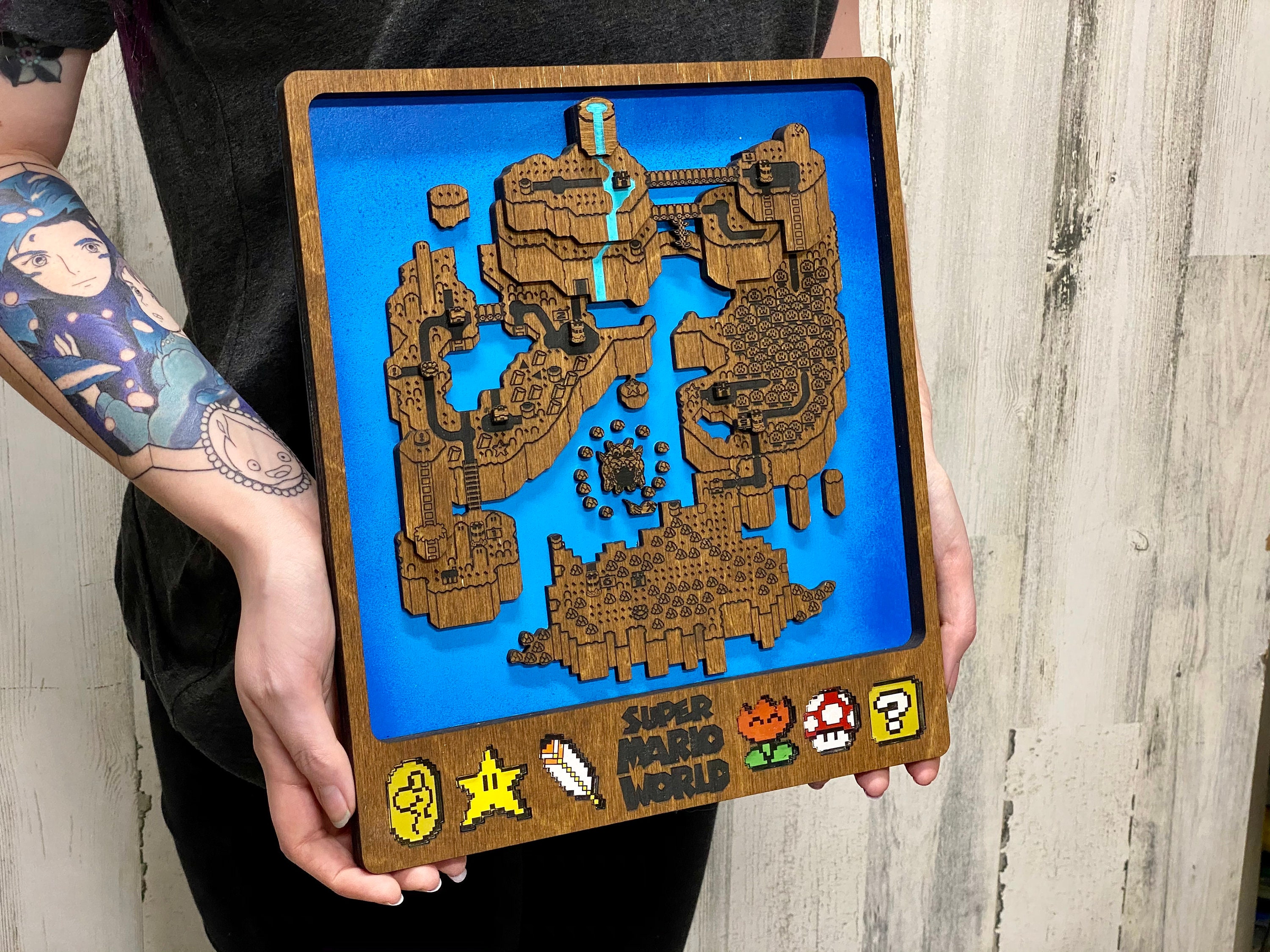3D Super Mario World Video Game Map Laser Cut Wood Multilayer Custom ...