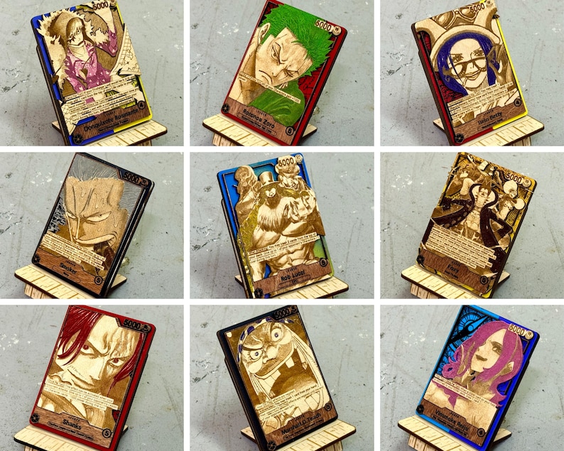 3D Wooden Anime Trading Card Replica Laser Cut Multi-layered Leaders ...
