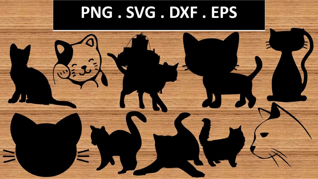 10 Cat Silhouette SVG.EPS.DFX - Etsy Australia