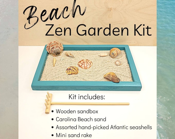 Beach Zen Garden Kit || Desktop Sand Box || Meditation Set || Seashell ...