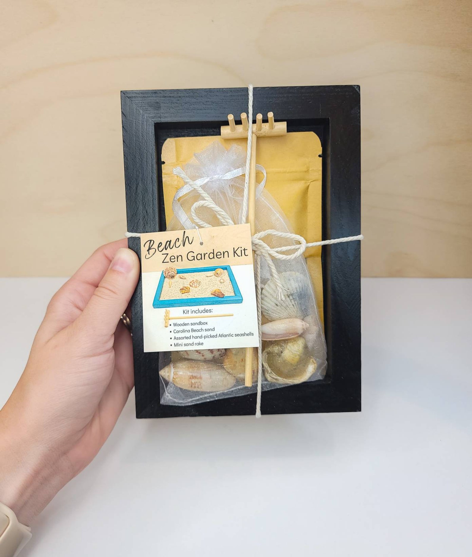 Beach Zen Garden Kit Desktop Sand Box Meditation Set Seashell & Beach ...