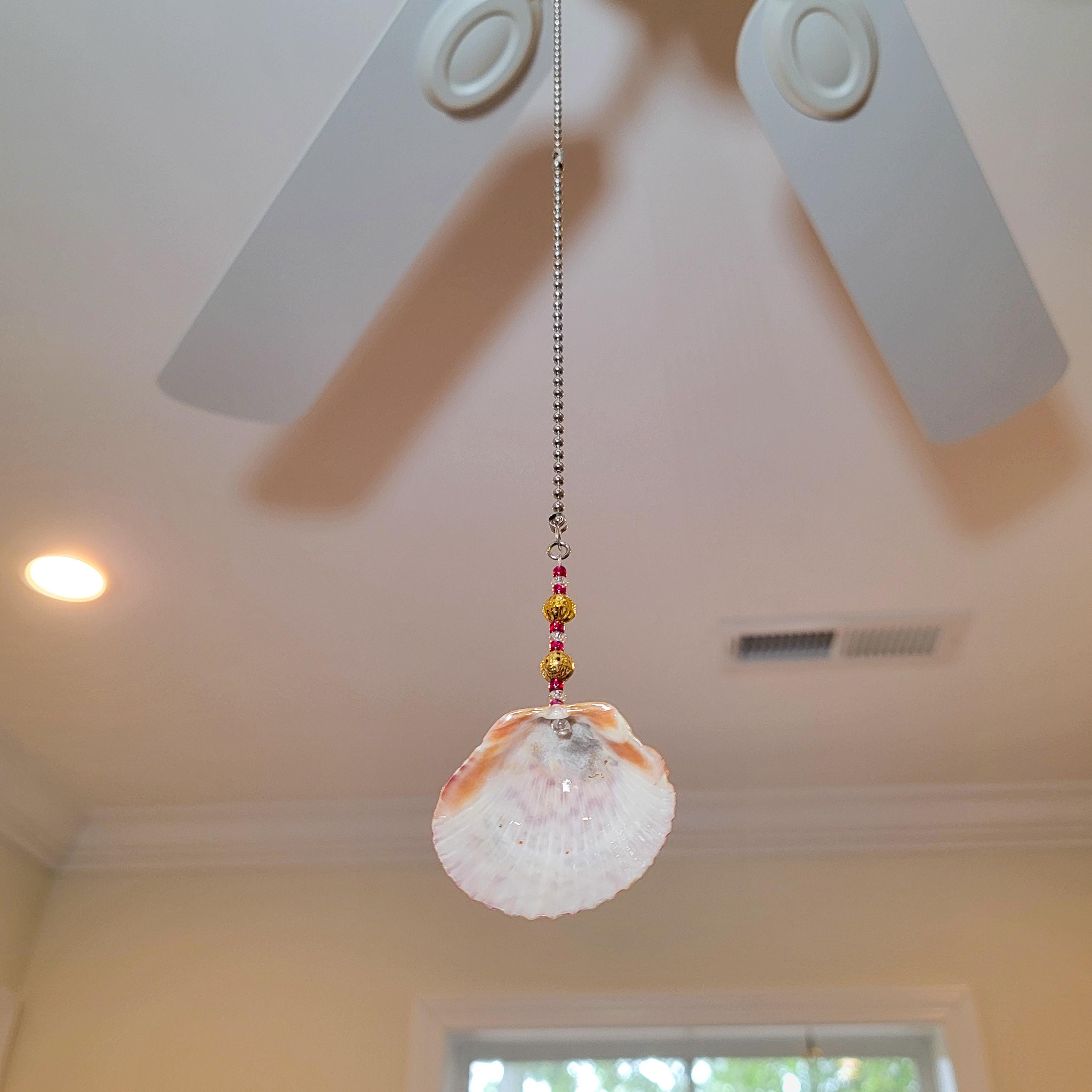 Coastal Ceiling Fan Pull: Scallop Shell Light Pull Chain | Cfp75 - Etsy