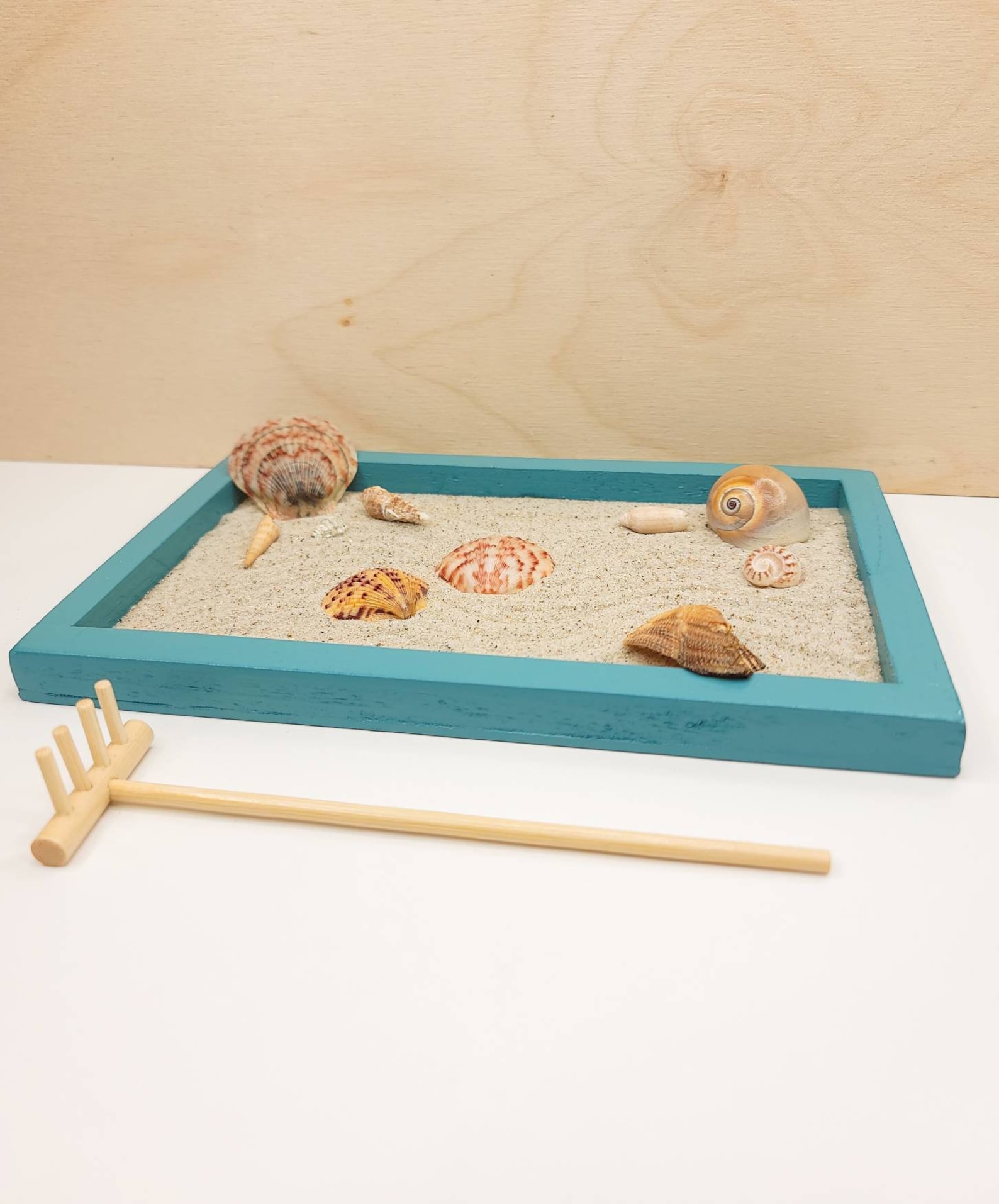 Beach Zen Garden Kit Desktop Sand Box Meditation Set Seashell & Beach ...
