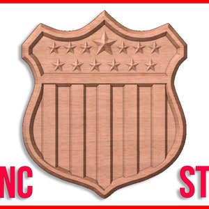 CNC Vintage American Patriotic Shield Panel Plaque Pattern 3D Design ...