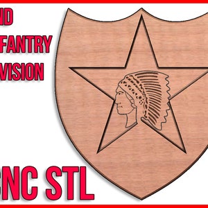 US Army 2nd Infantry Division Indianhead 2nd ID Insignia Cnc Pattern 3D ...