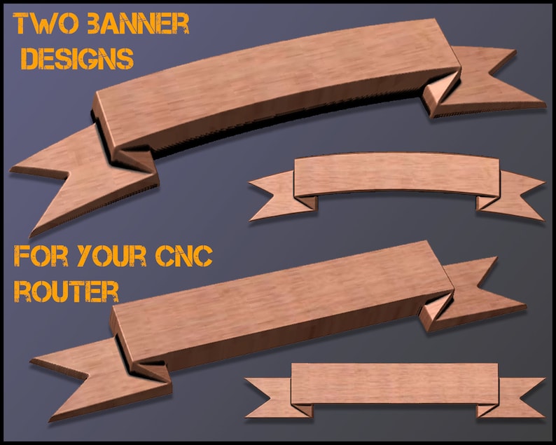 Two Banner Design 3d Cnc Pattern for Your CNC Router / STL File - Etsy