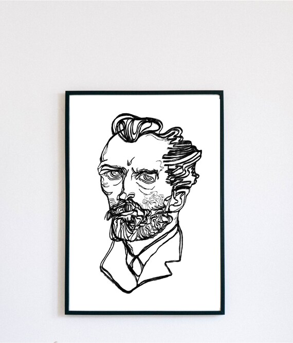 Vincent Van Gogh Portrait Art Print Original Line Drawing - Etsy