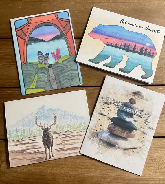 Outdoor Adventure Card Set 4 Blank Cards & Envelopes Gift - Etsy
