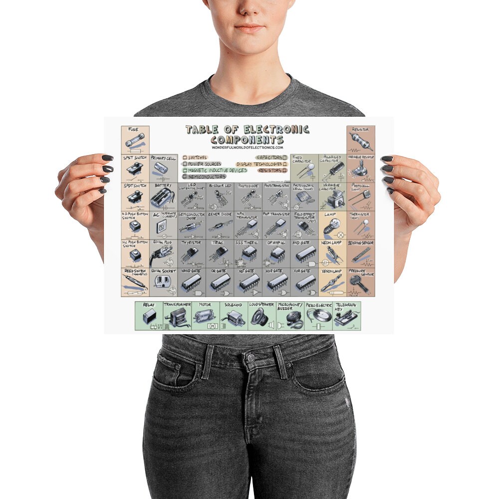 Table of Electronic Components Poster - Etsy