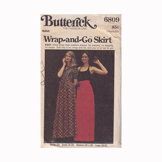 Sewing Vintage 70s Butterick 6809 Wrap and Go Maxi Skirt Sewing Pattern ...