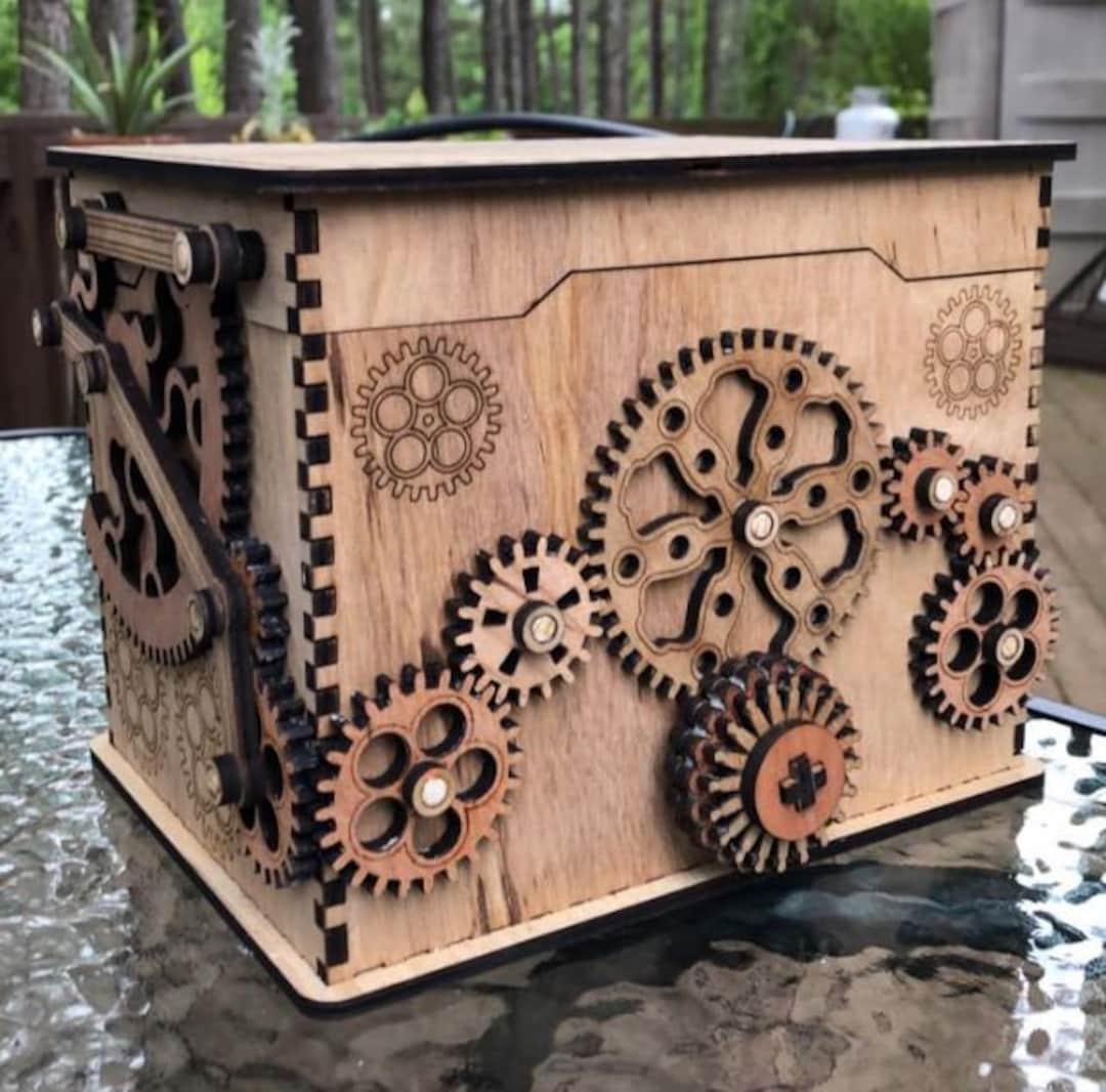 SALE! Large Wooden Puzzle Box Kit - Mechanical Gears All Functional - Etsy