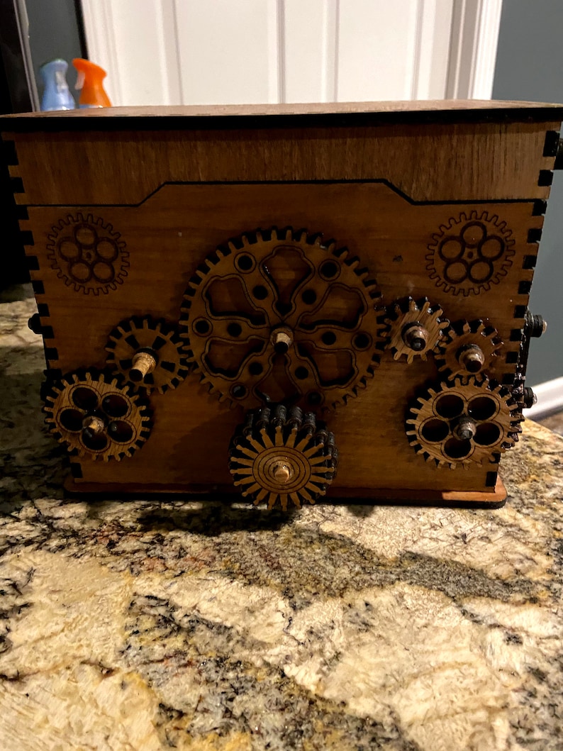 Large Wooden Gear Puzzle Box Kit – Mechanical, Functional (color Lid ...