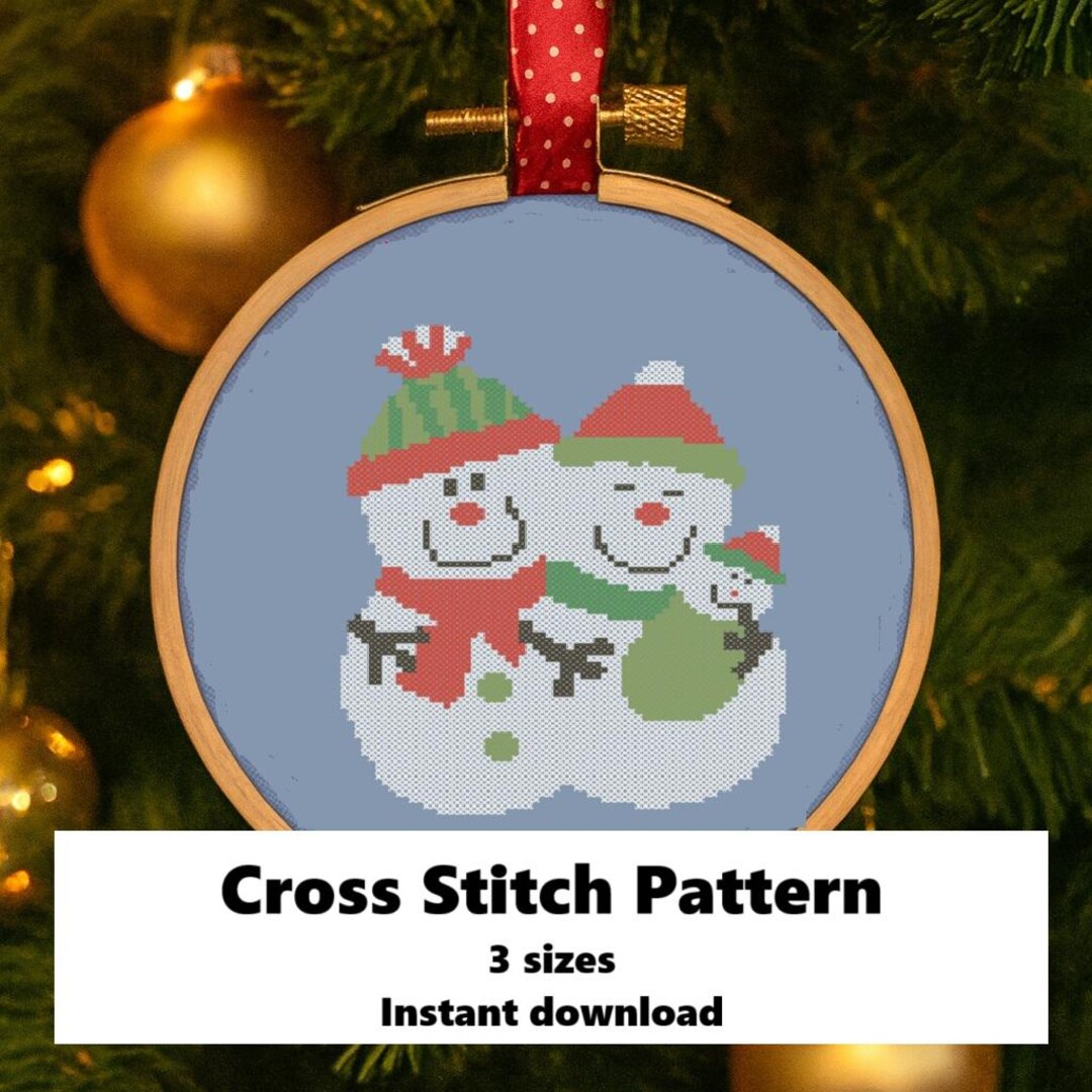 Snowmen Cross Stitch Pattern – Instant Download Winter Embroidery ...
