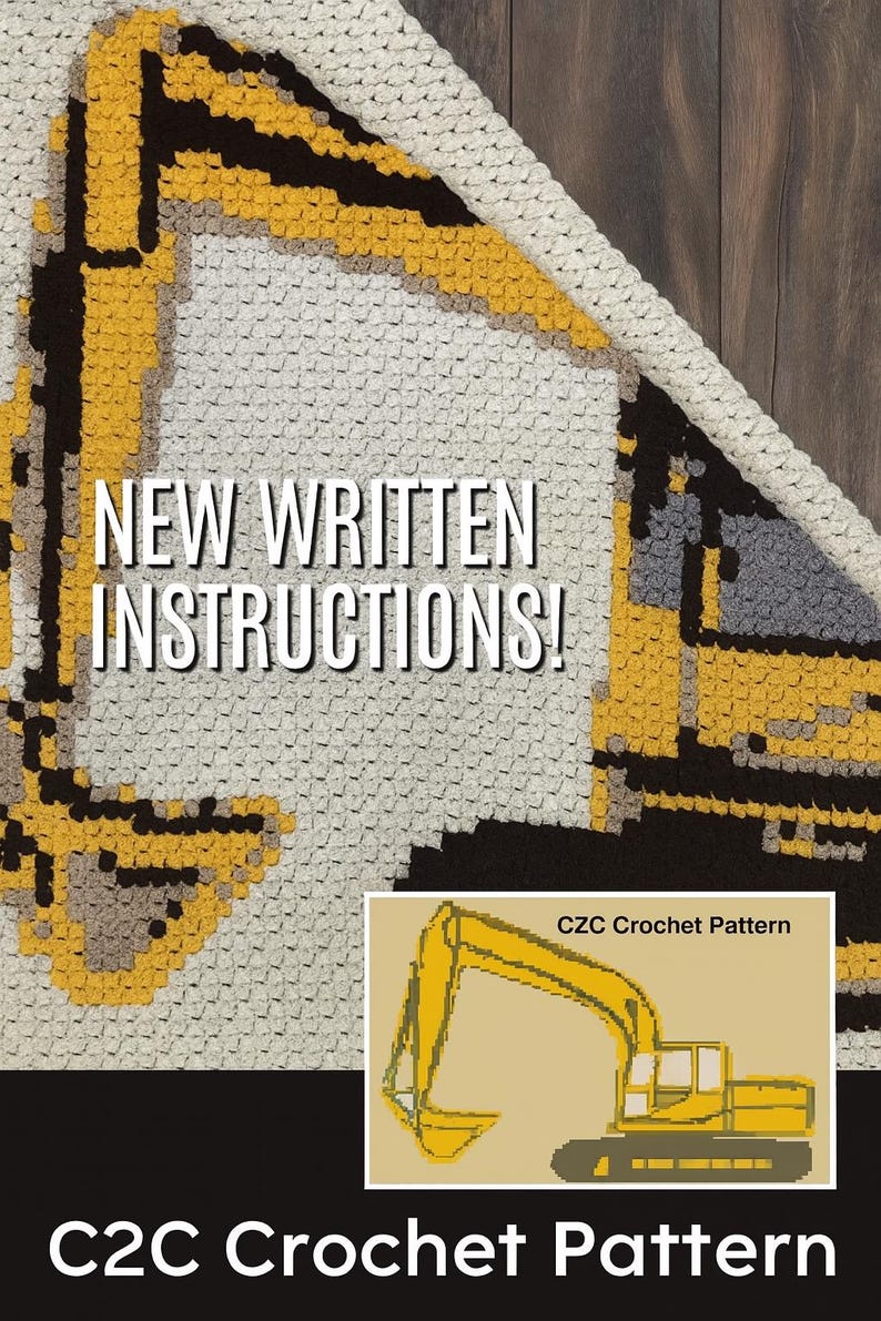 Excavator Crochet Pattern: C2C Graphgan Blanket, Written Instructions ...