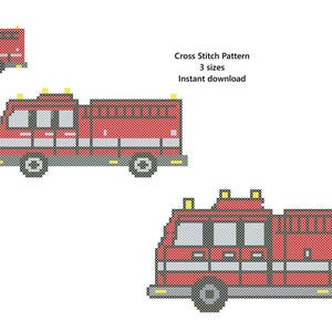 Fire Truck Cross Stitch Pattern PDF – Firefighter Gift & Emergency ...