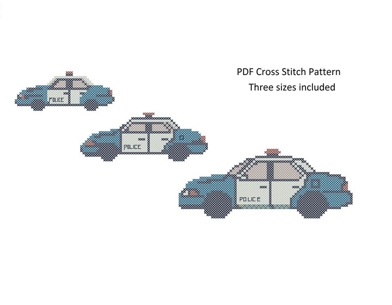 Police Car Cross Stitch Pattern: Emergency Vehicle Design (PDF Pattern ...