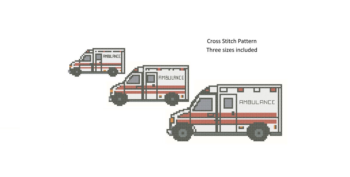 Ambulance Cross Stitch Pattern PDF Emergency Vehicle Counted Cross ...