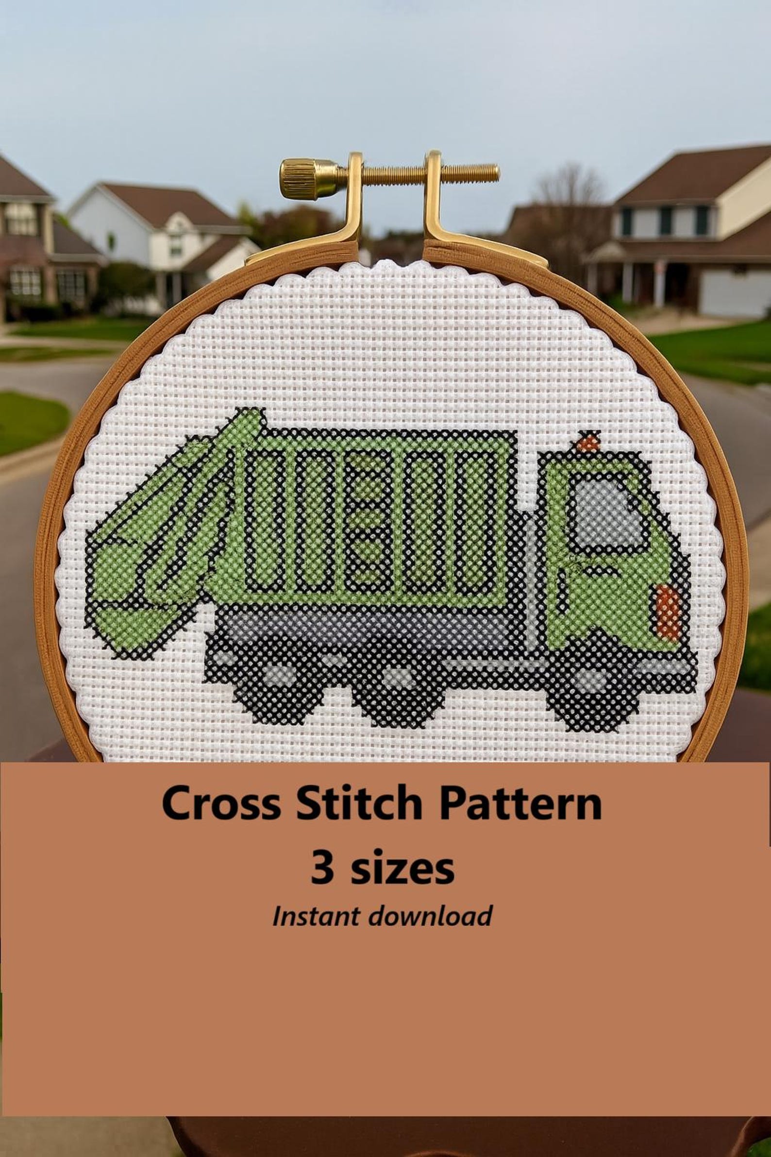 Garbage Truck Cross Stitch Pattern: Beginner DIY Gift (instant Download ...