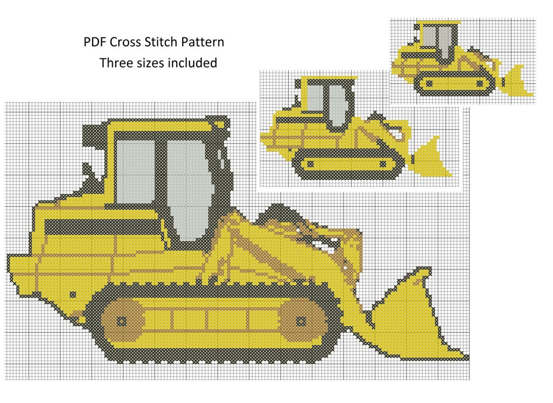 Cross Stitch Pattern, Bulldozer Cross Stitch Pattern, PDF Machine ...
