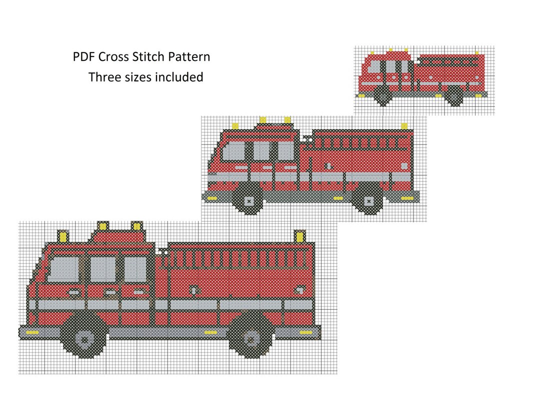 Cross Stitch Pattern PDF Firetruck Fire Engine Emergency - Etsy Australia