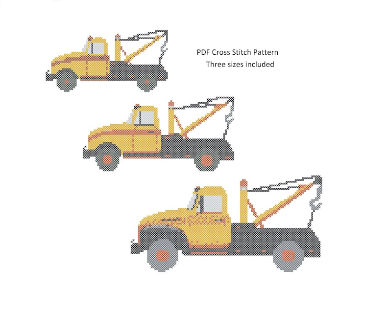 Tow Truck Cross Stitch Pattern, Tow Truck Design, Cross Stitch Tow ...