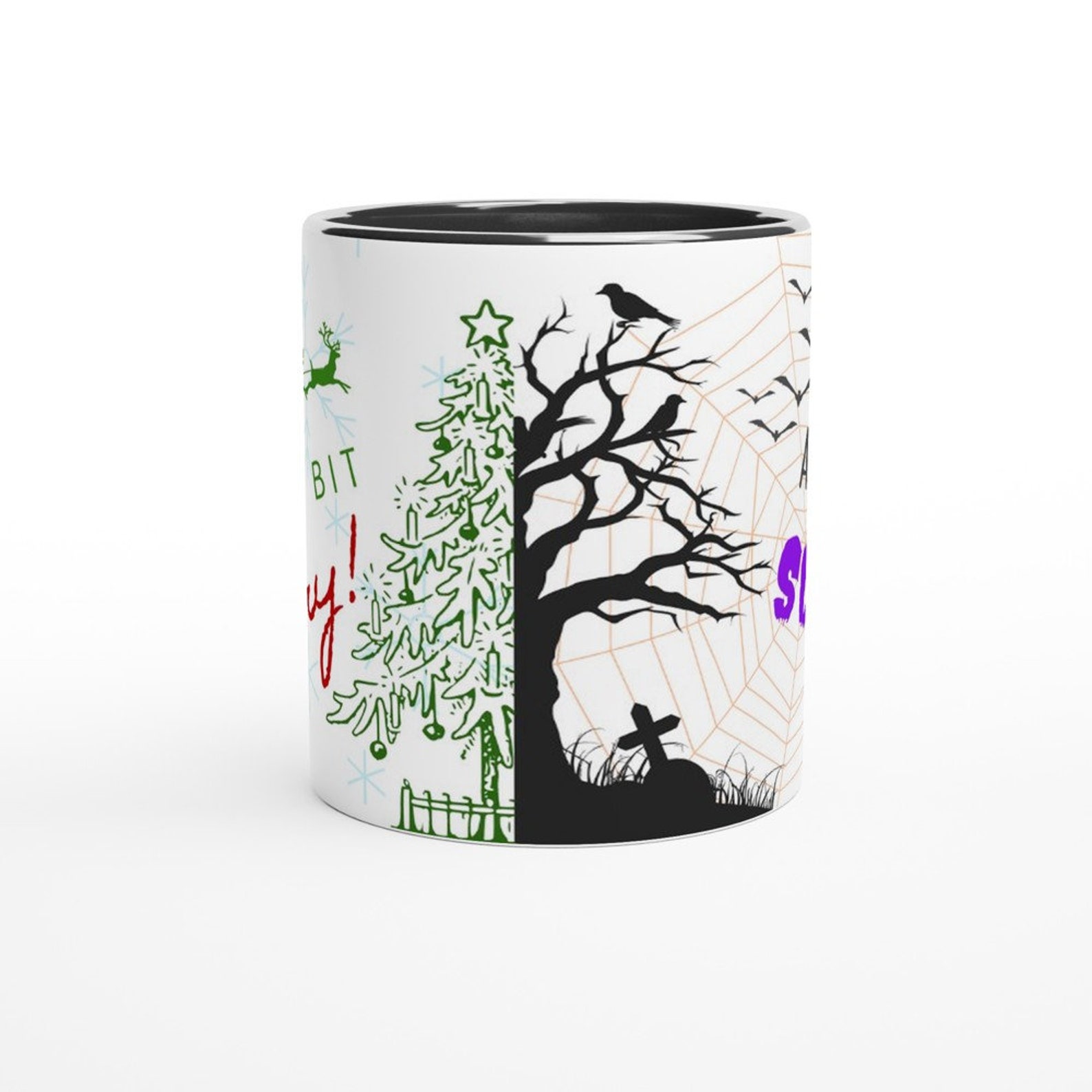 A Little Bit Merry! A Little Bit Scary! White 11oz Ceramic Mug With ...