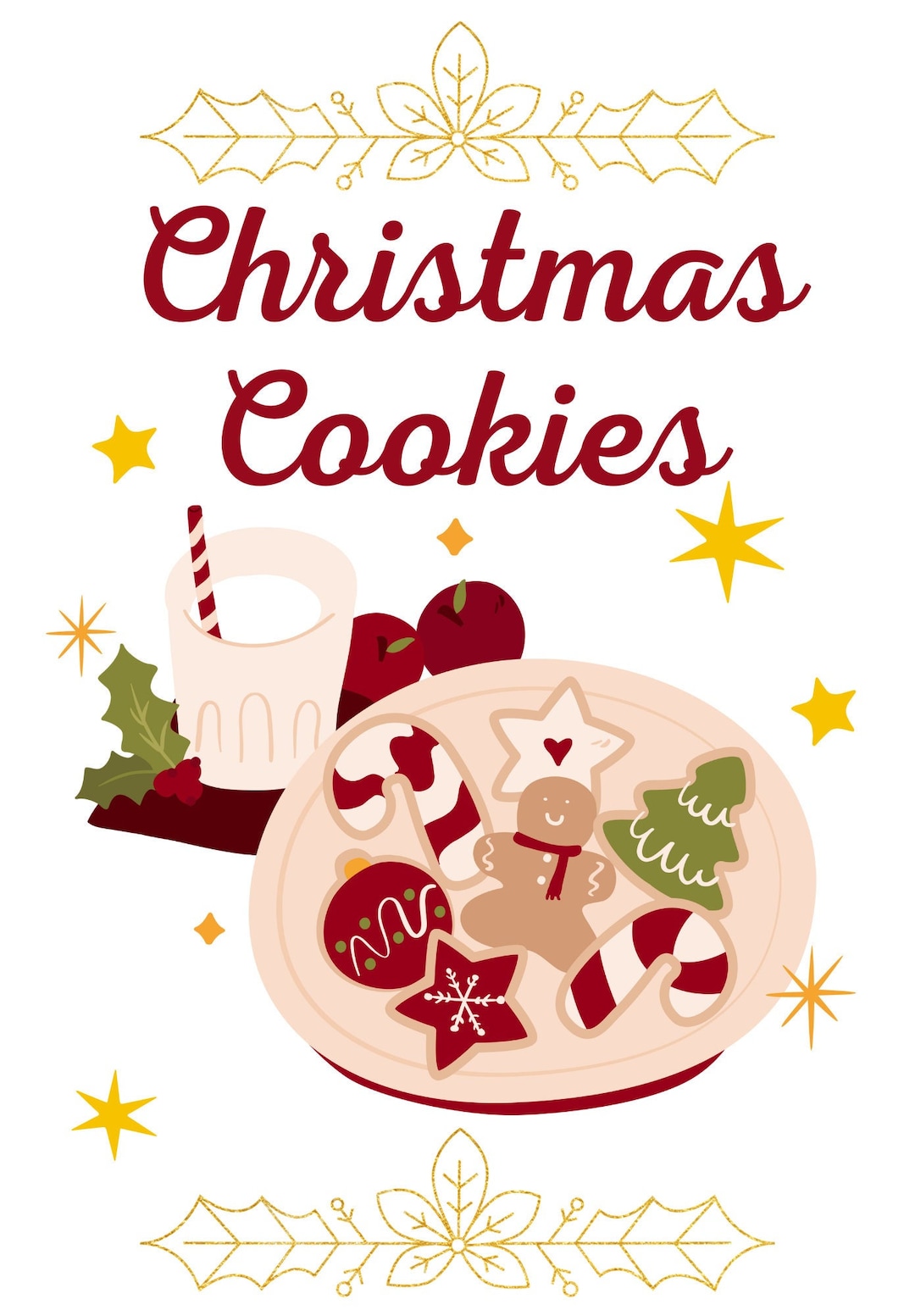 Christmas Cookie Sign White Digital - Etsy