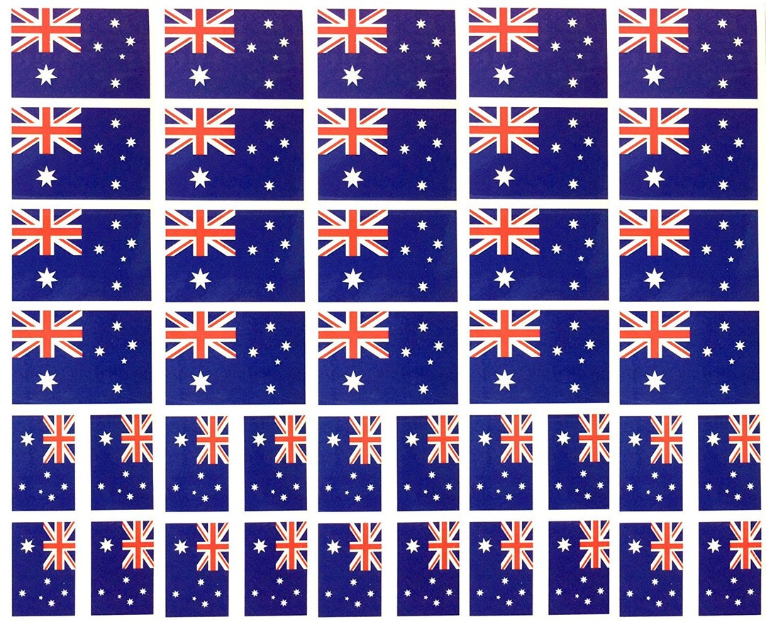 40 Removable Stickers: Australia Flag, Australian Party Favors, Decals ...