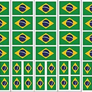 40 Removable Stickers: Brazil Brasil Flag, Brazilian Party Favors ...