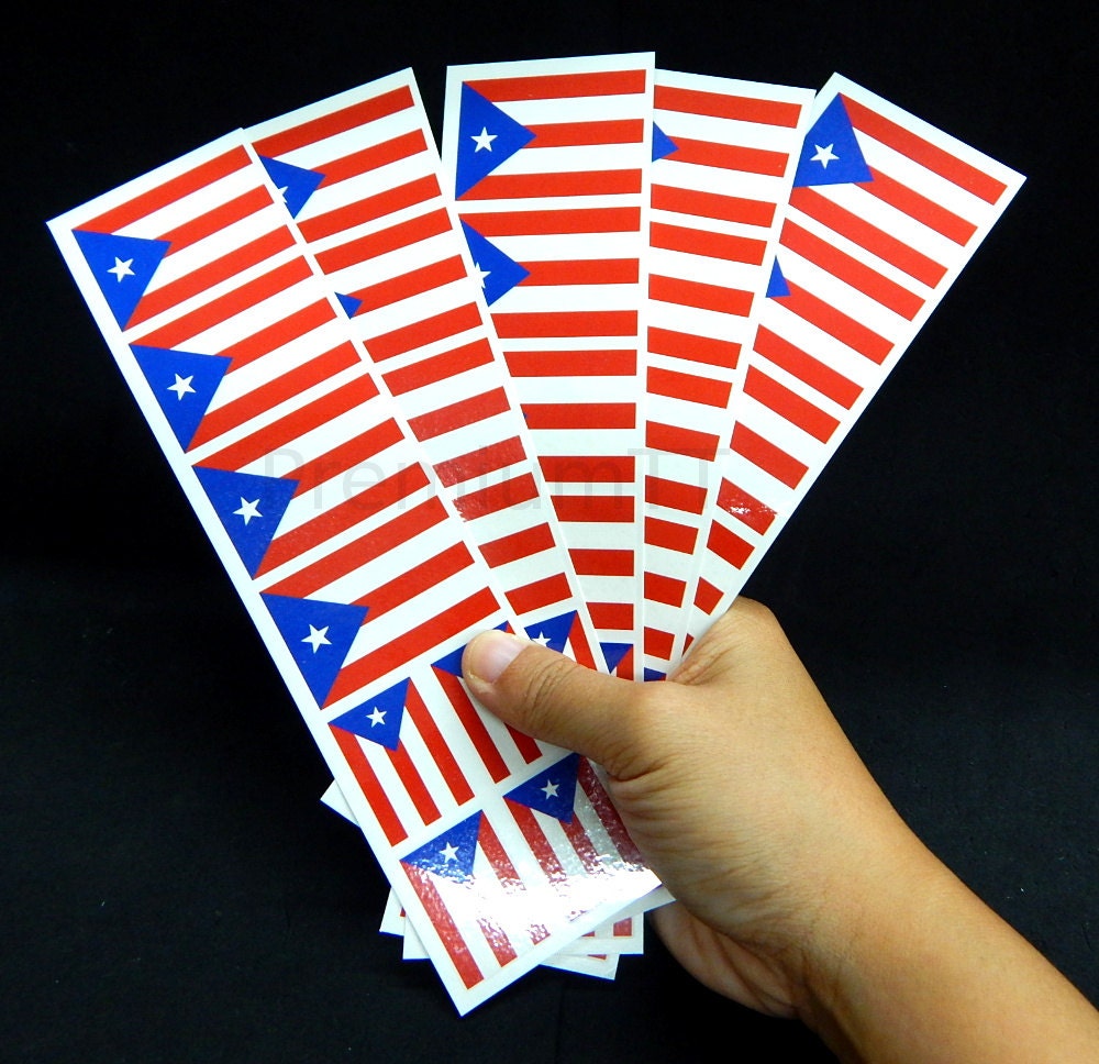 40 Removable Stickers: Puerto Rico Flag Party Favors Decals | Etsy