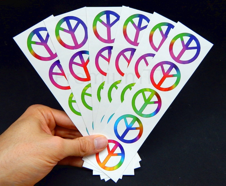 Rainbow Peace Sign Symbol Tattoos, 60's Hippie Party Favors - Etsy