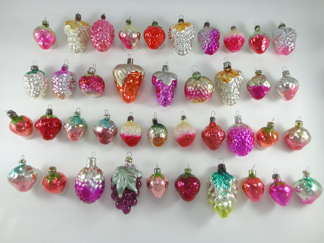 Raspberry, Glass Strawberry and Grape. Vintage Christmas Tree Glass ...