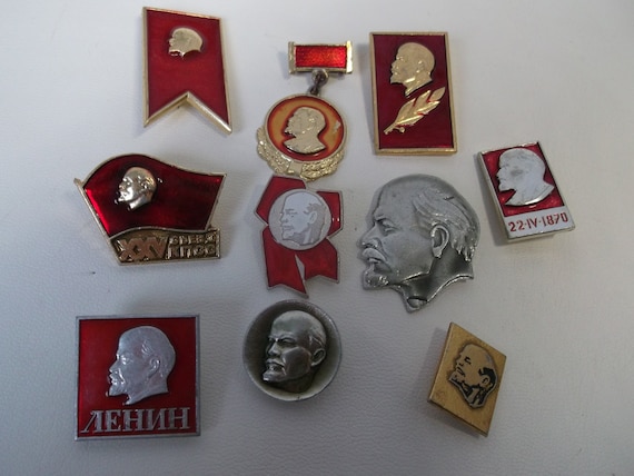 Soviet Revolutionary Pins. Enameled Badges. Lenin Lea… - Gem