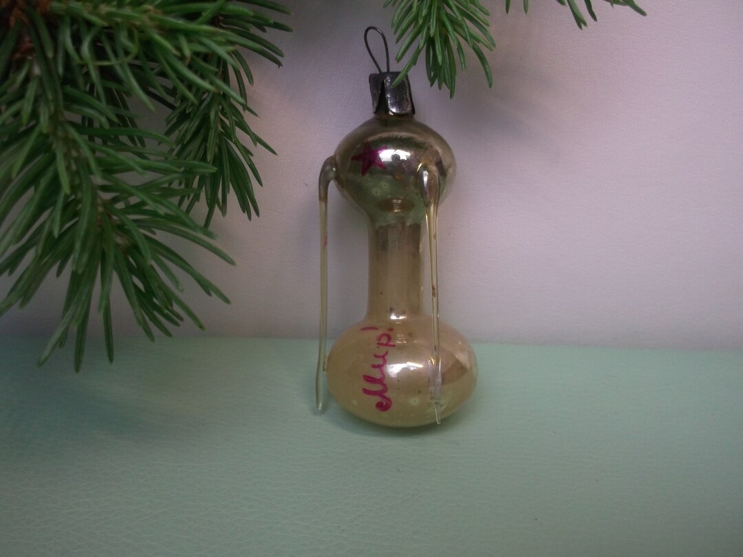 Glass Soviet Artificial Sputnik 2. Spacecraft Ornament. Communist Space ...