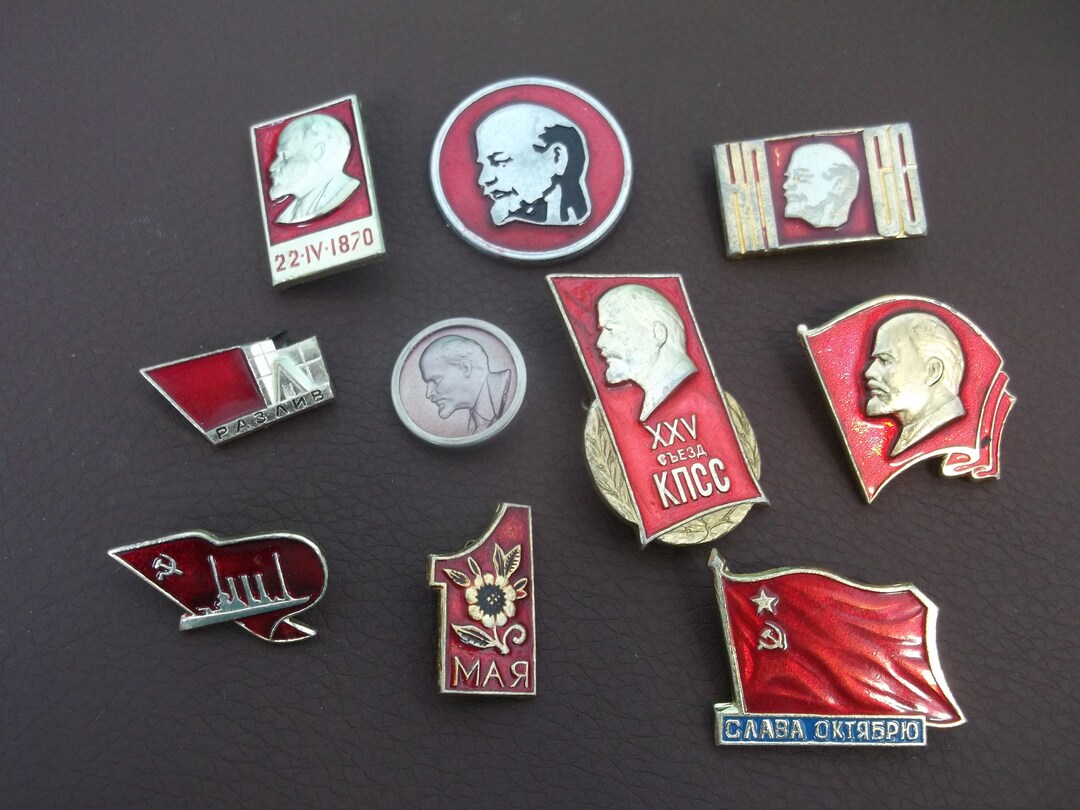 Vintage Soviet Communist Badges. Vintage Enameled Socialist Pins. Lenin ...