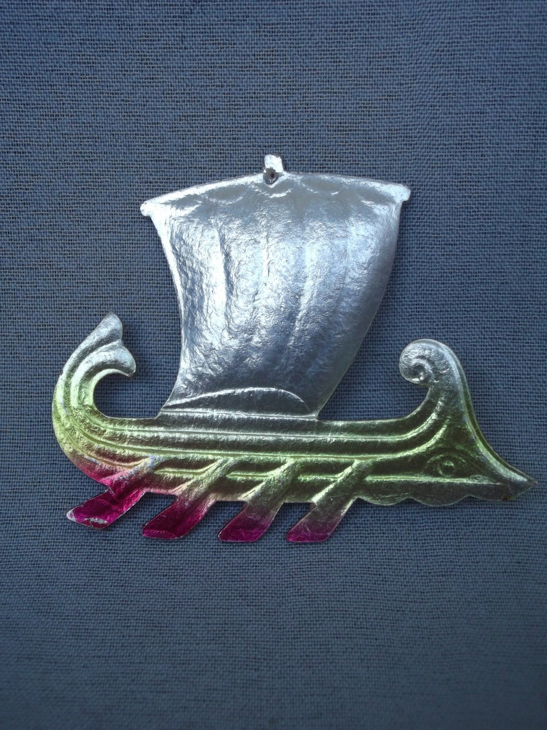 Greece Antiquity Ship With Sails. Shiny Ship. Vintage Christmas Tree ...