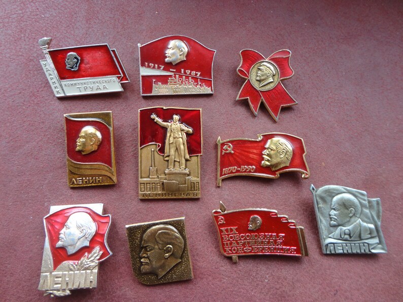 Soviet Red Communist Pins. Soviet Vintage Badge With Lenin - Etsy