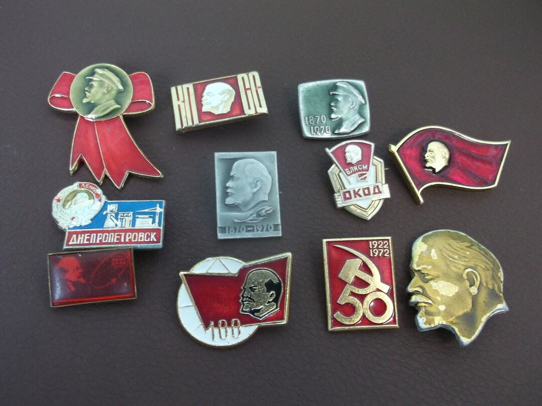 Retro Soviet Propaganda Pins. Metal Pin. Enameled Pin. Lenin Leader of ...