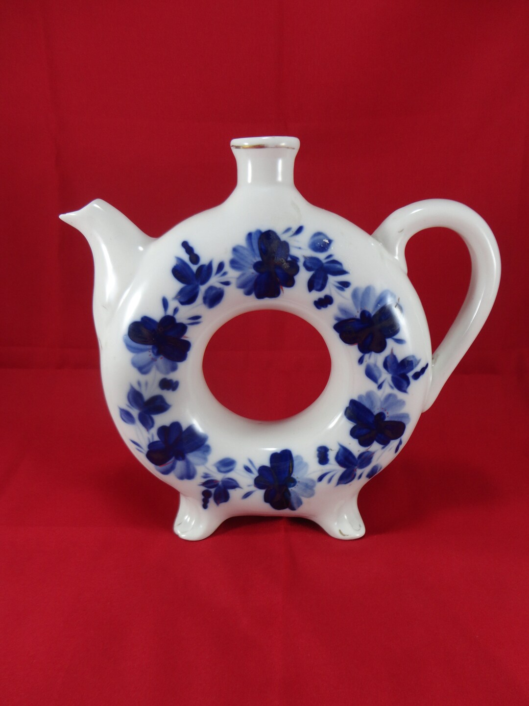 Vintage White-blue Teapot With Butterflies. Porcelain Teapot. Ukrainian ...