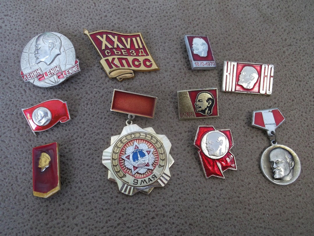 Lenin Badges. Soviet Old Communist Pins. Enameled Pin - Etsy
