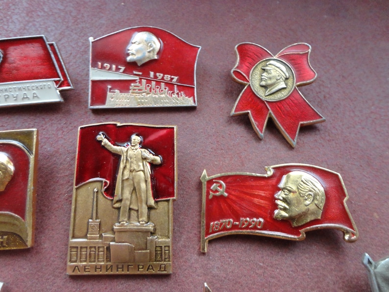 Soviet Red Communist Pins. Soviet Vintage Badge With Lenin - Etsy